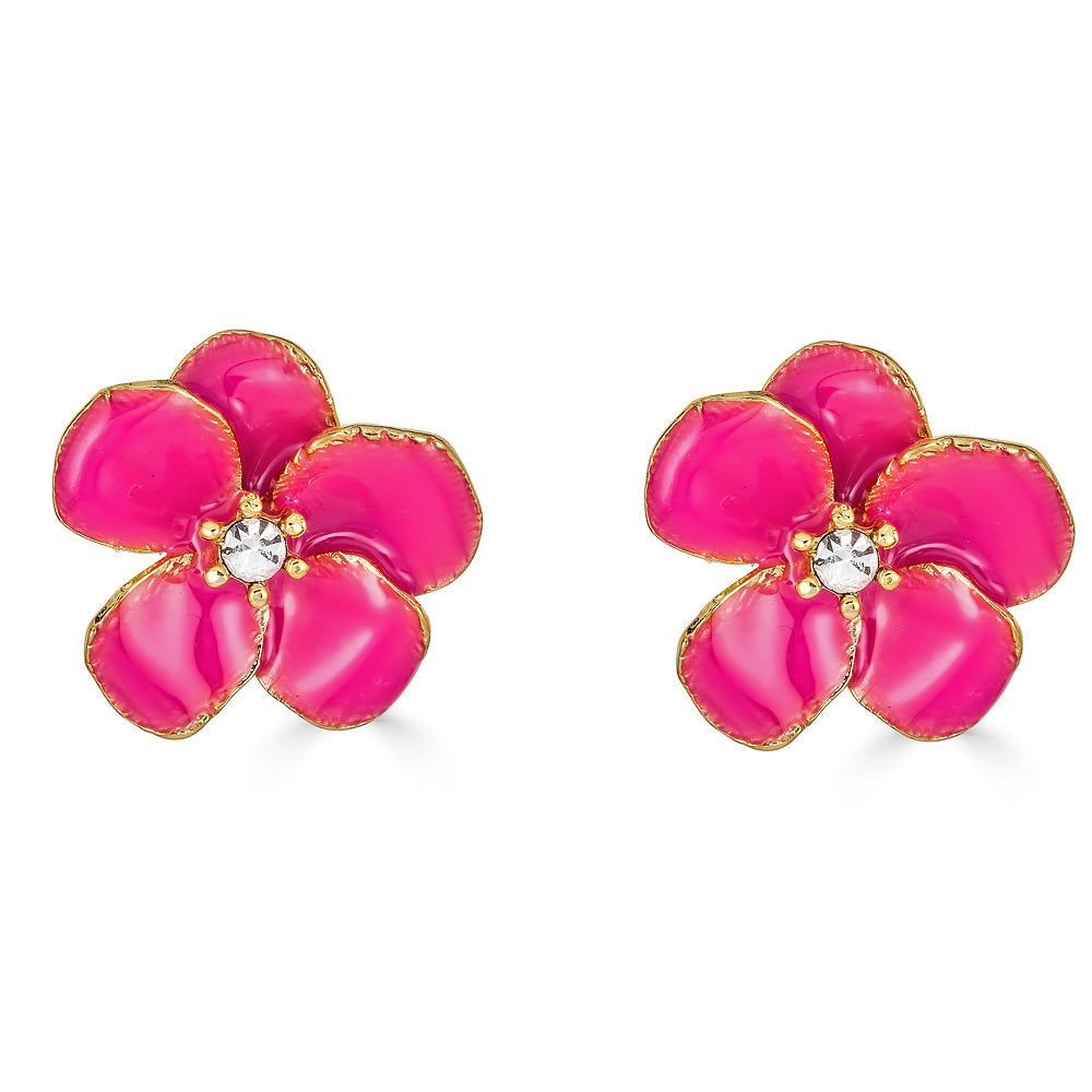 Pink flower earrings store