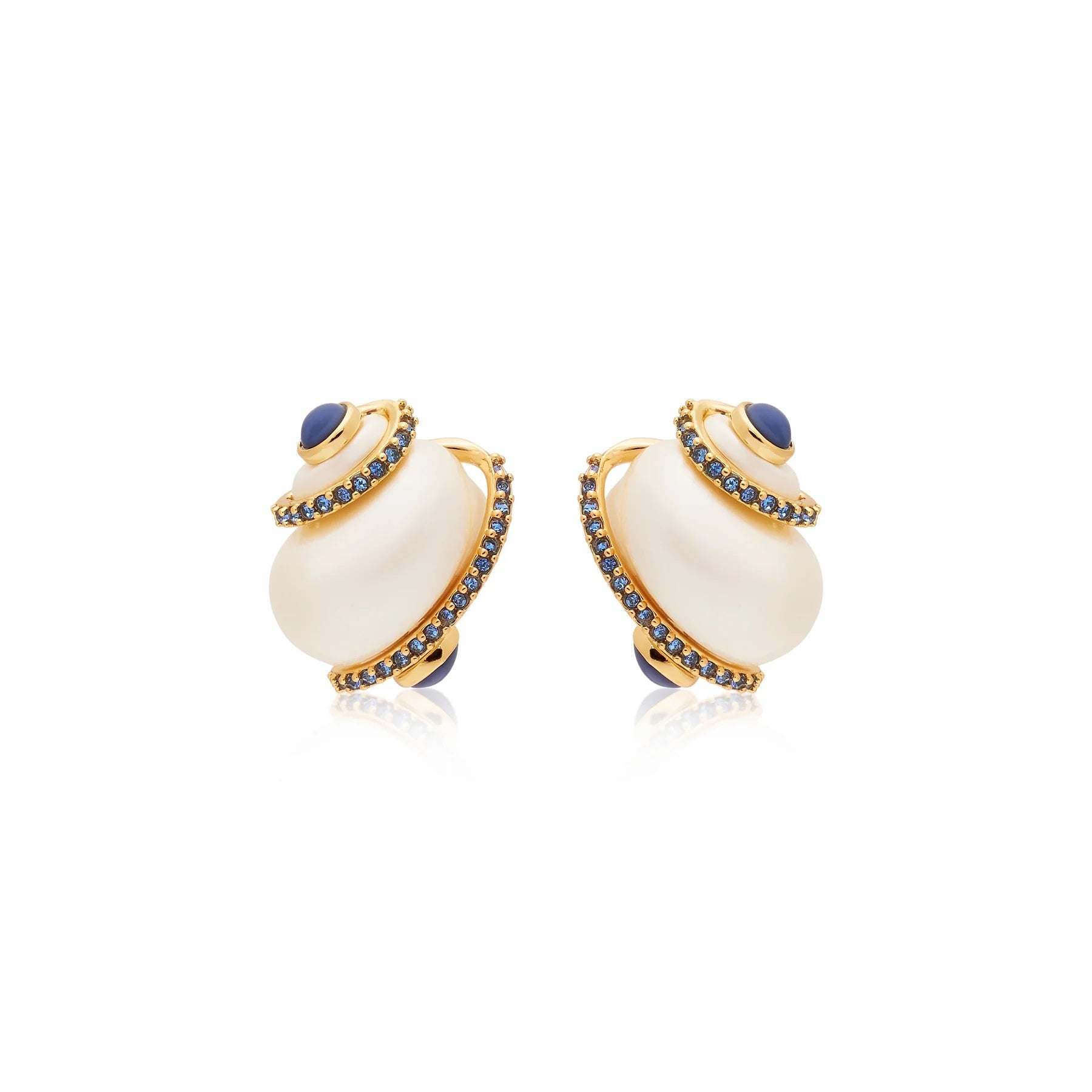 Kenneth Jay Lane Sapphire Tip Pearl Shell Earrings | HAUTEheadquarters